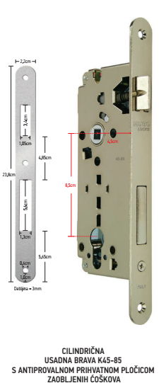HUGO LOCKS Cilindarna usadna brava k45-85 | Online prodaja | Ananas
