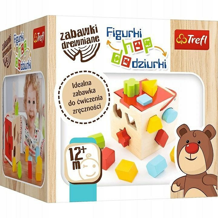 TREFL Коцки, Дрвени, Jump in the box, 12 месеци, Wooden Toy, 61692 ...