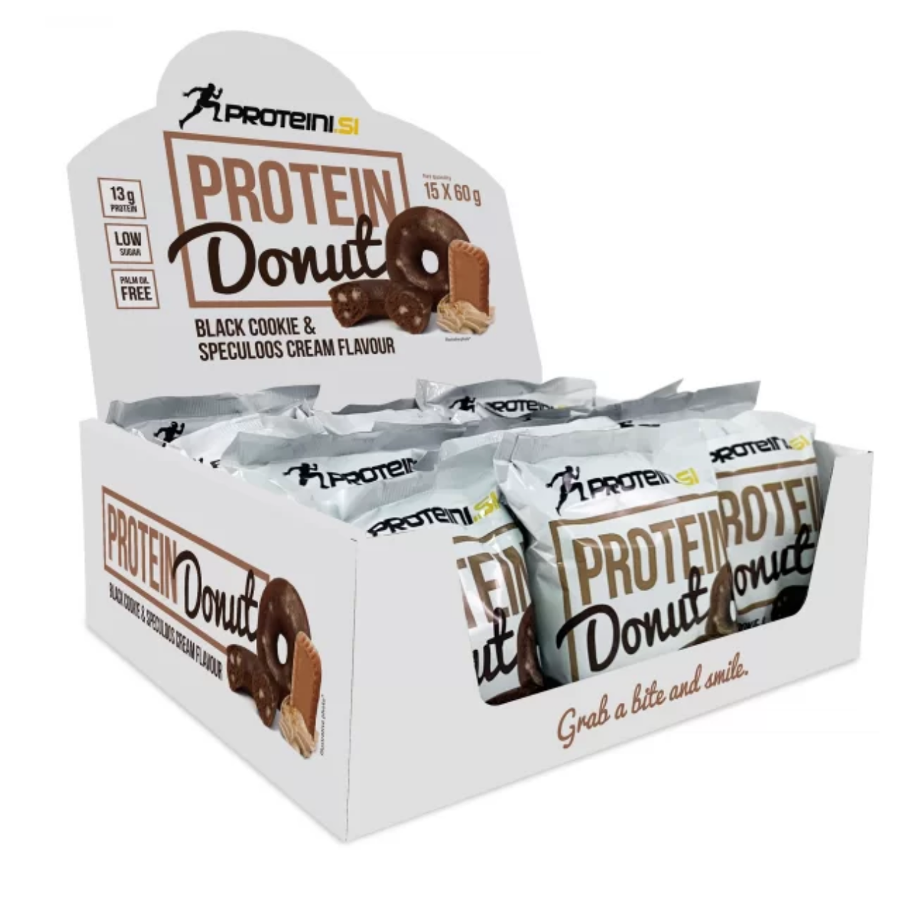 PROTEINI.SI Протеинска крофна - Темно чоколадо и крем од бисквити (кутија 15x60g) 900g ...