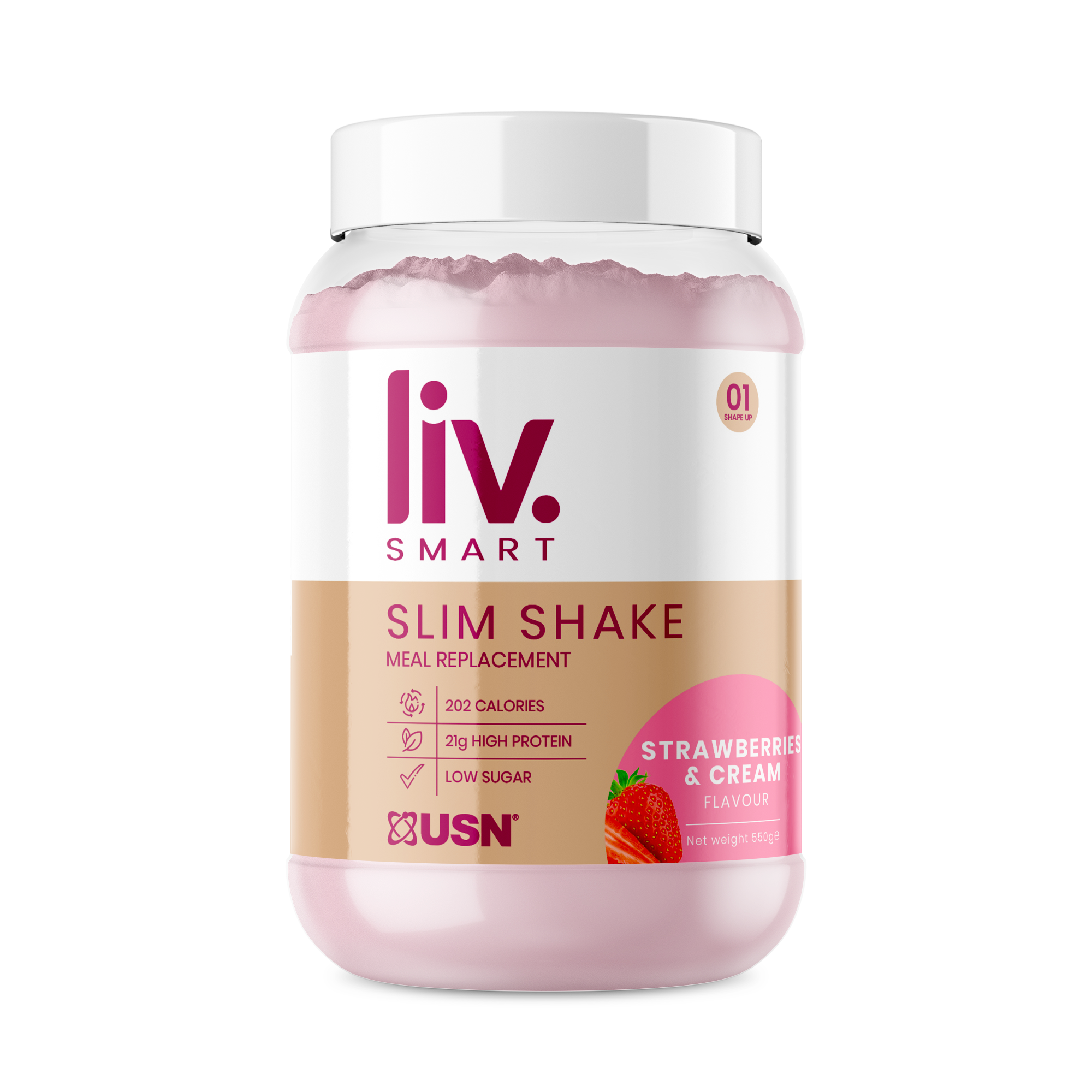 USN LIV SMART SLIM SHAKE, meal replacement - јагоди и крем 550g ...