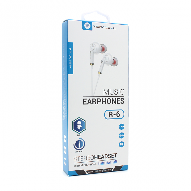 Teracell Slušalice Evolution R6 bele 3.5mm | Online prodaja | Ananas