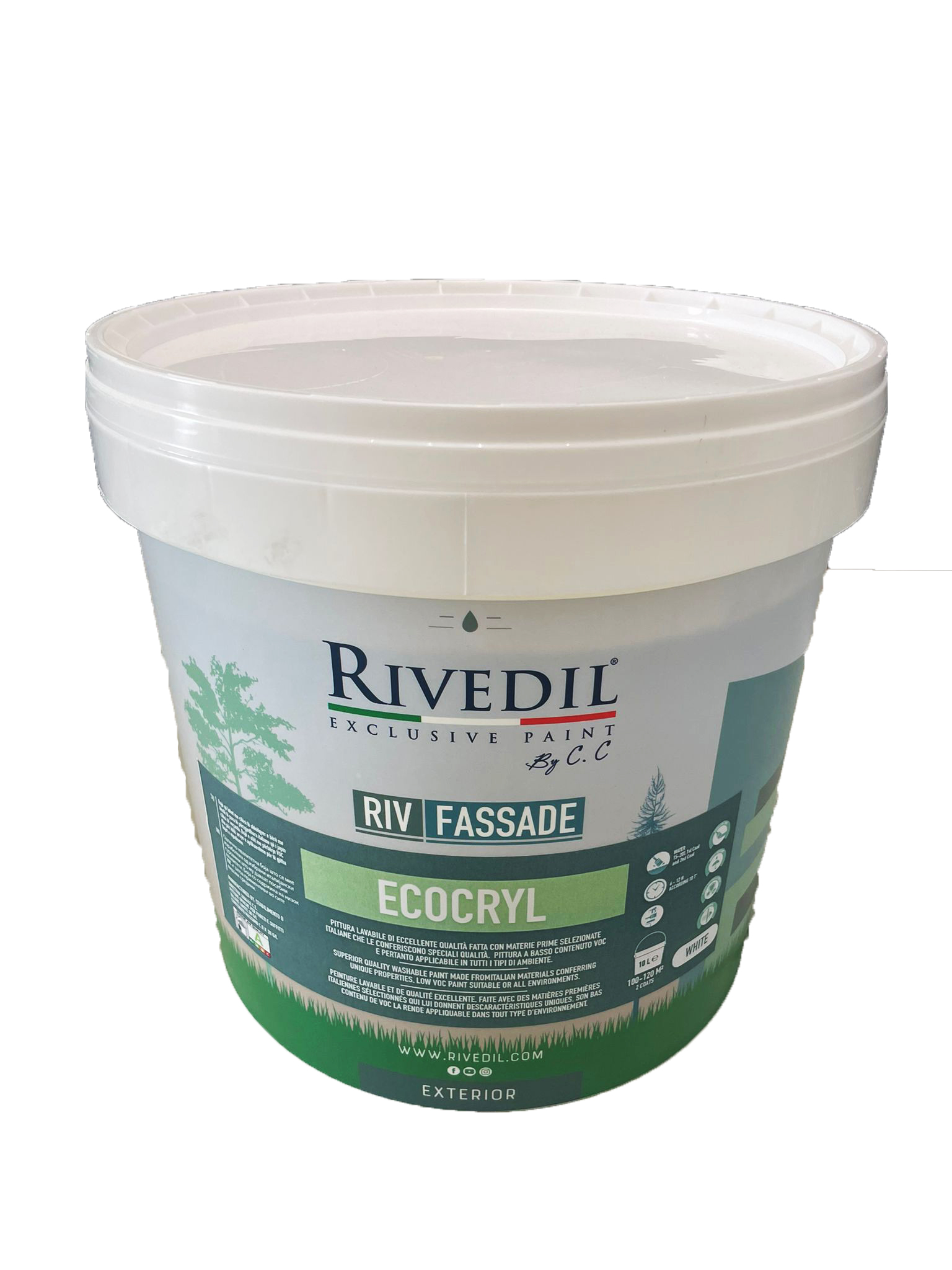 RIVEDIL Надорешна фасадна боја pittura liscia esterno ecocryl bianco ...