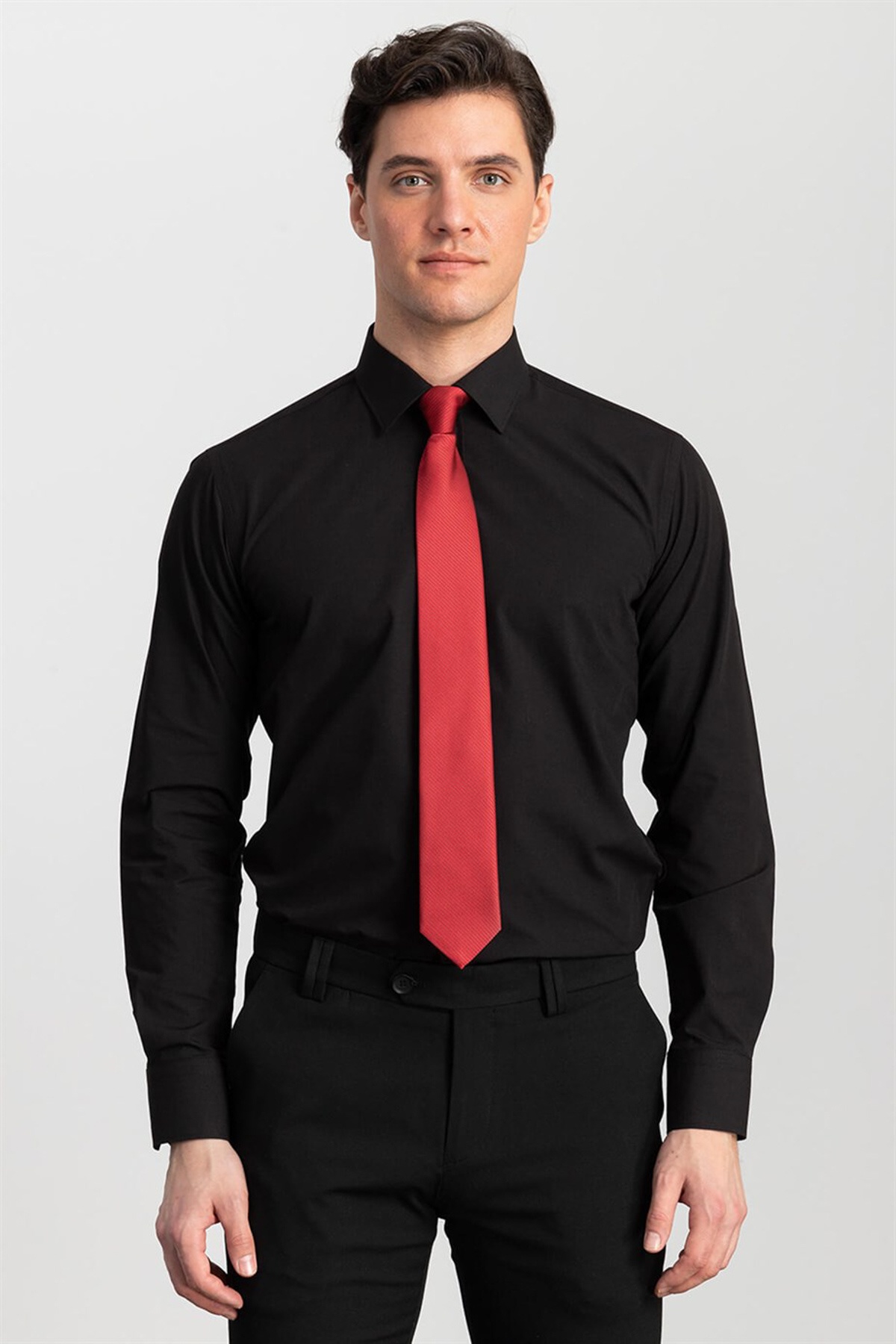 TUDORS Машка кошула Slim Fit црна | Најголема онлајн продавница во ...