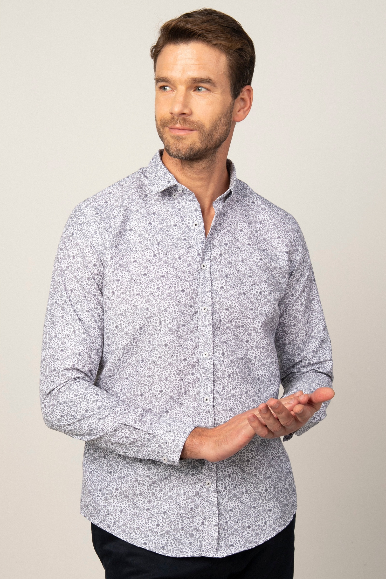 TUDORS Машка кошула Slim Fit бела | Најголема онлајн продавница во ...