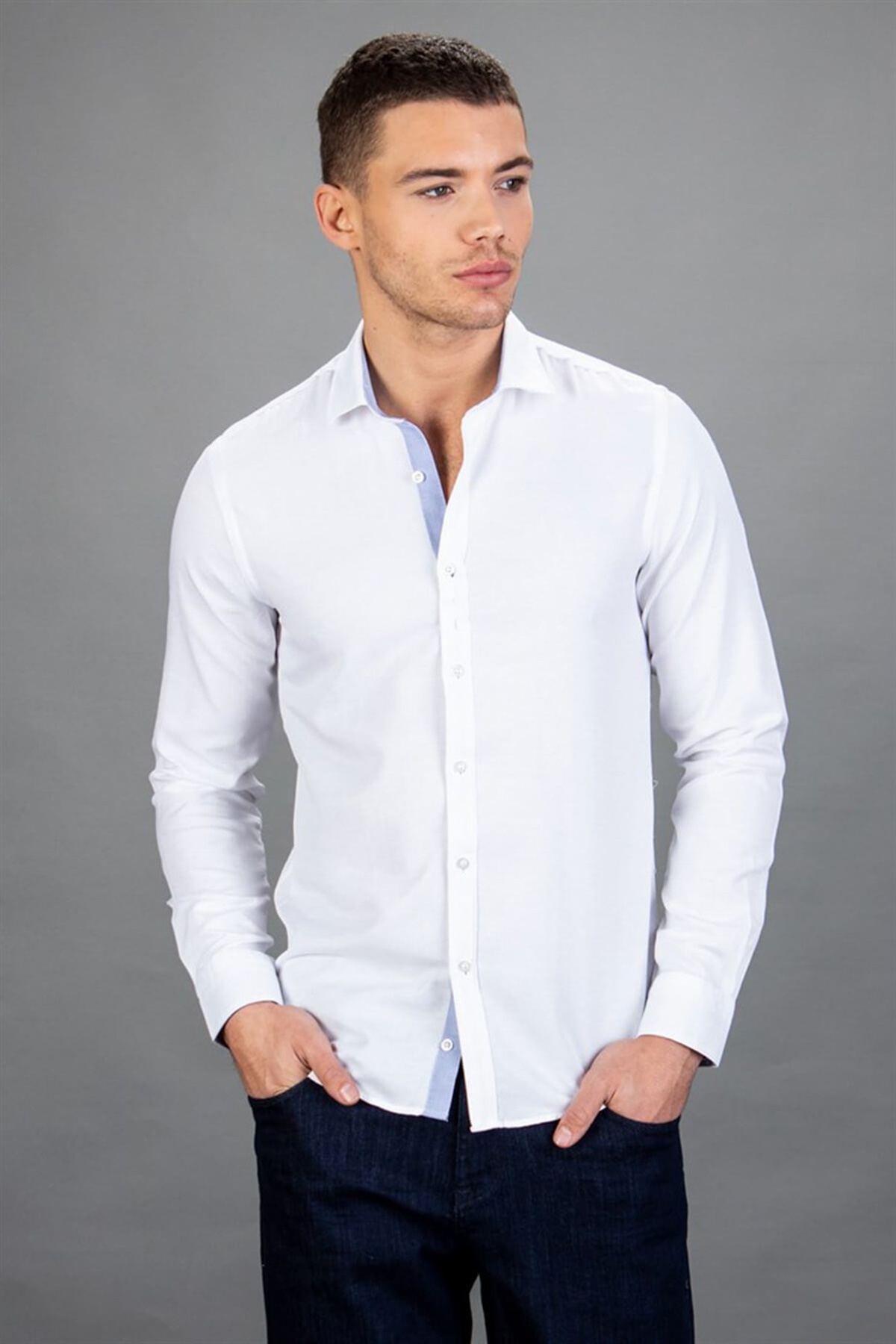 TUDORS Машка кошула Slim Fit бела | Најголема онлајн продавница во ...