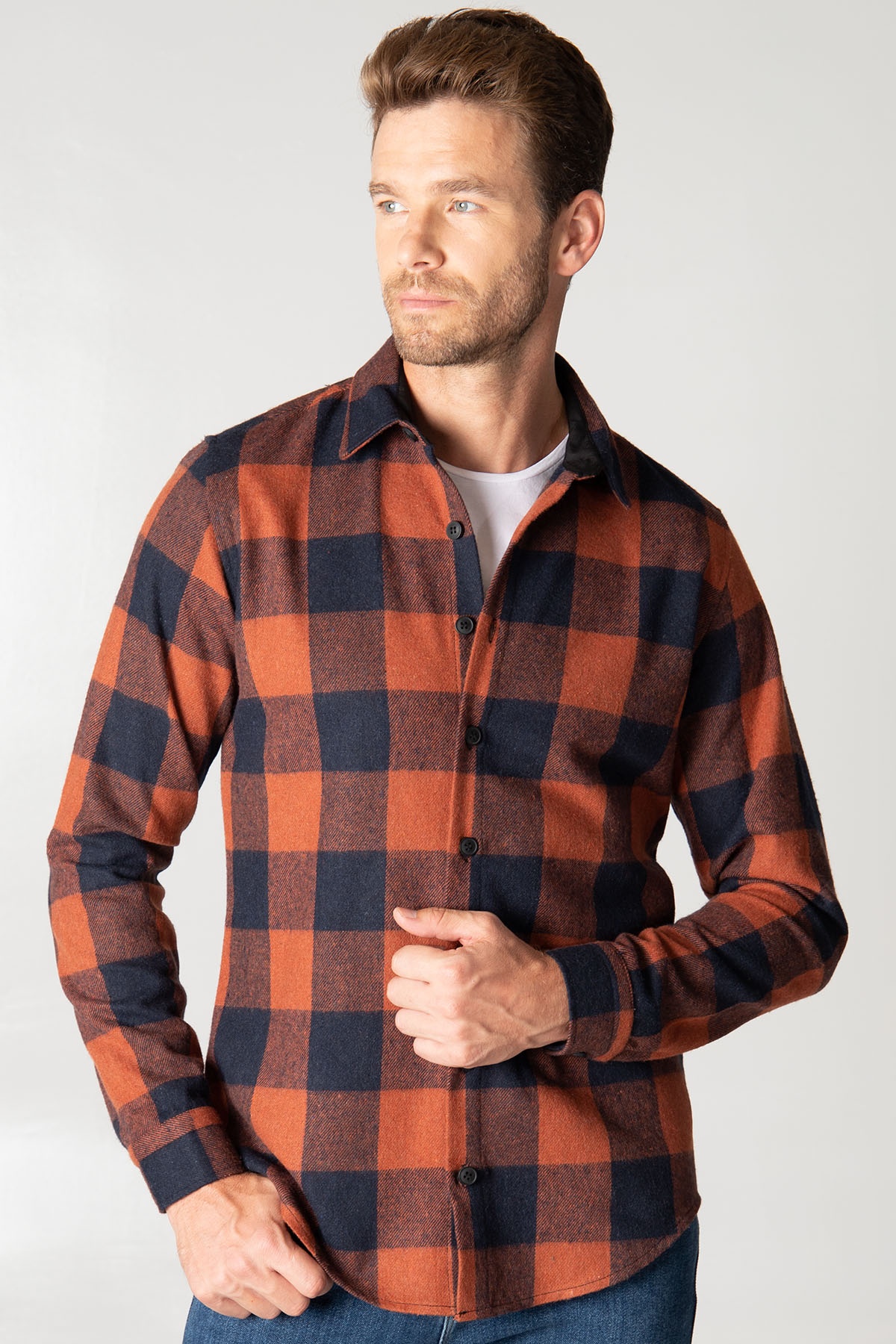 TUDORS Машка кошула Slim Fit портокалова | Најголема онлајн продавница ...