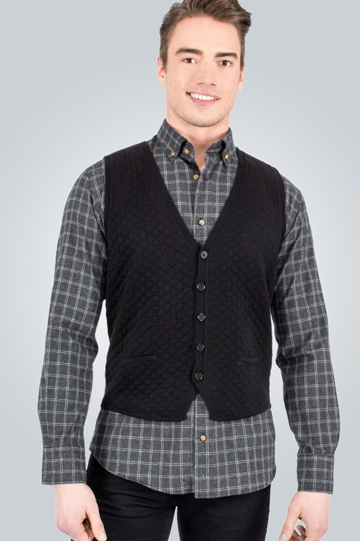 TUDORS Muški pleteni prsluk Slim Fit crni | Online prodaja | Ananas