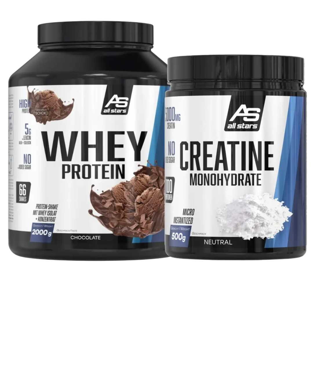 ALL STARS Whey protein Čokolada, 2000g i Kreatin monohidrat, 500g ...