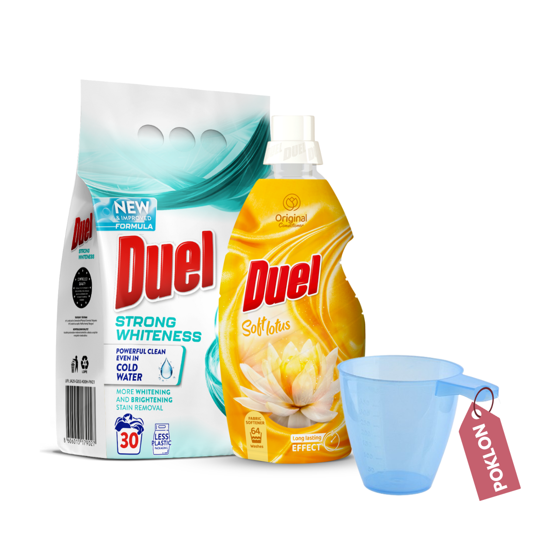 DUEL Set Praškasti deterdžen, Omekšivač Soft lotus 1,6l, Merica za prašak za veš | Online ...
