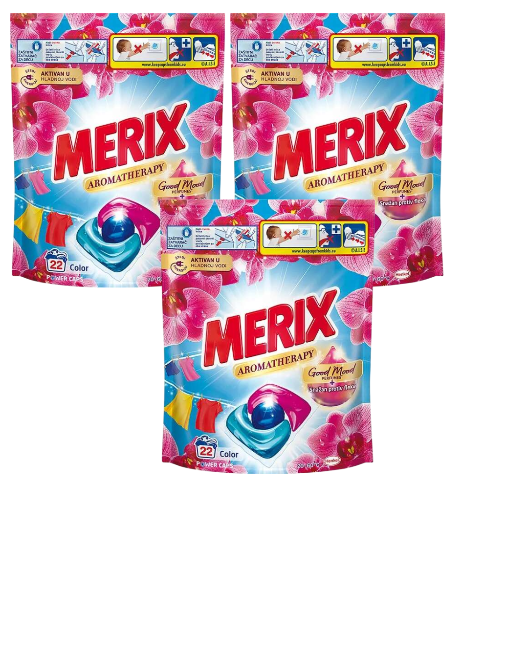 Merix Paket Kapsule za pranje veša Aromatherapy Color, 22 kapsule, 3 ...
