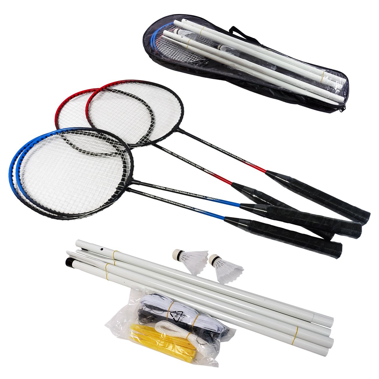 Set za badminton sa 4 reketa, 2 loptice i mrežom, crni | Online prodaja ...