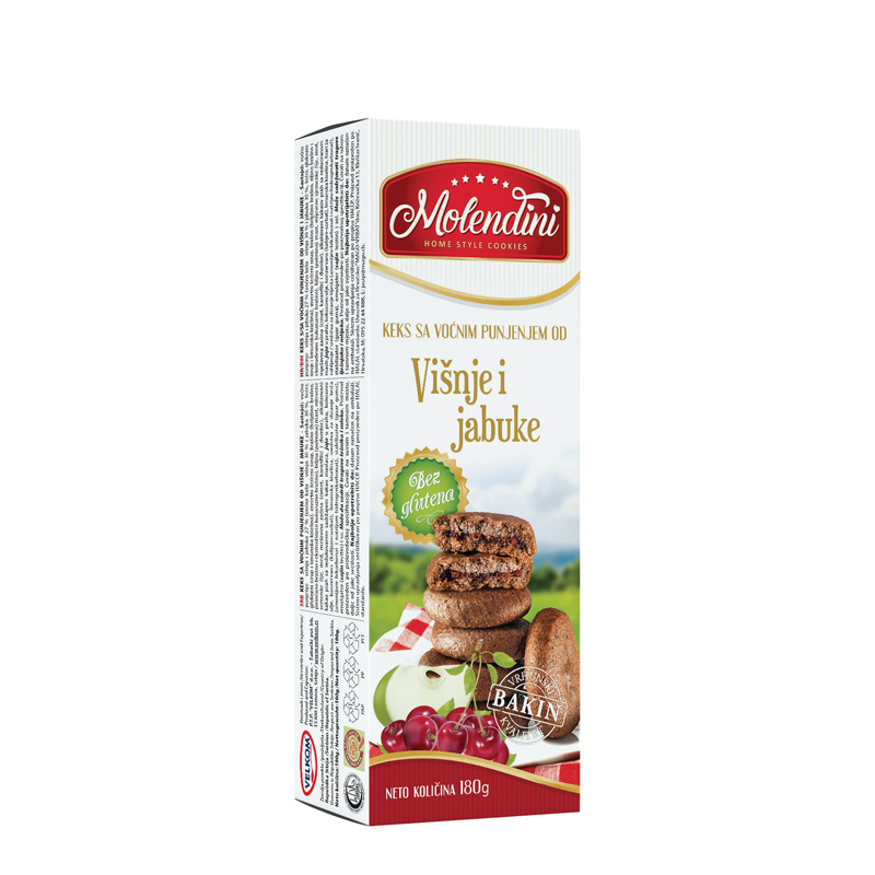 Molendini Keks sa punjenjem od višnje i jabuke, 180g | Online prodaja ...