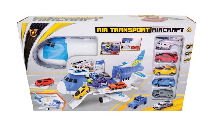 MOJA KNJIŽARA Set igračka avion nosač, 4 automobila, helikopter i ...