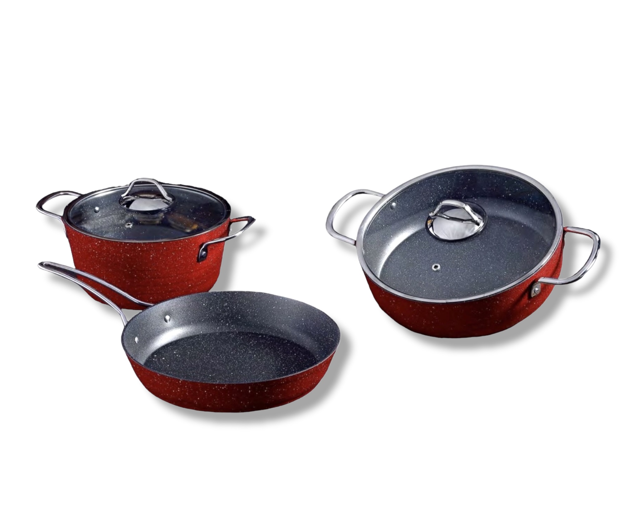 BONERA Set 2 šerpe sa poklopcima i tiganj Marbella Pro crveni | Online ...