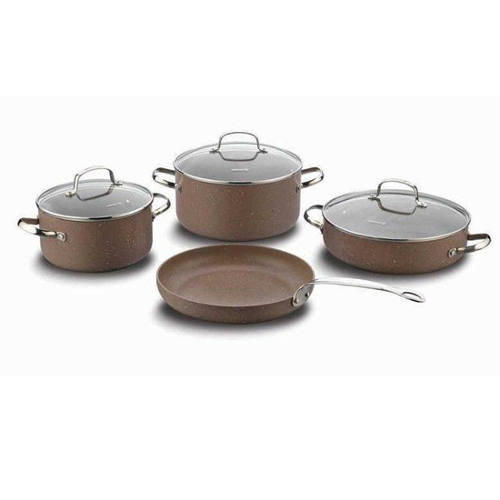 KORKMAZ Set 3 šerpe sa poklopcima i tiganj Browni (A2900) smeđi ...