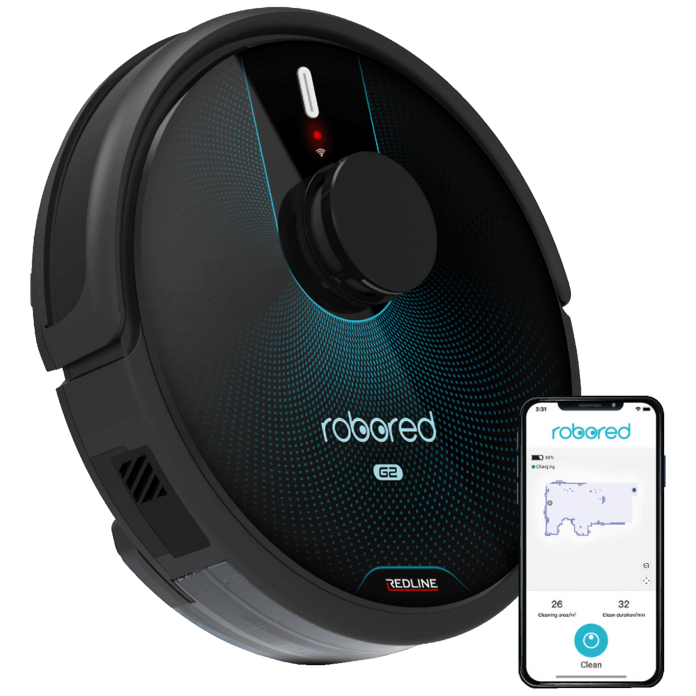 REDLINE Robot, usisavač, baterija 5200 mAh, WiFi - G2 Robored, Crni ...