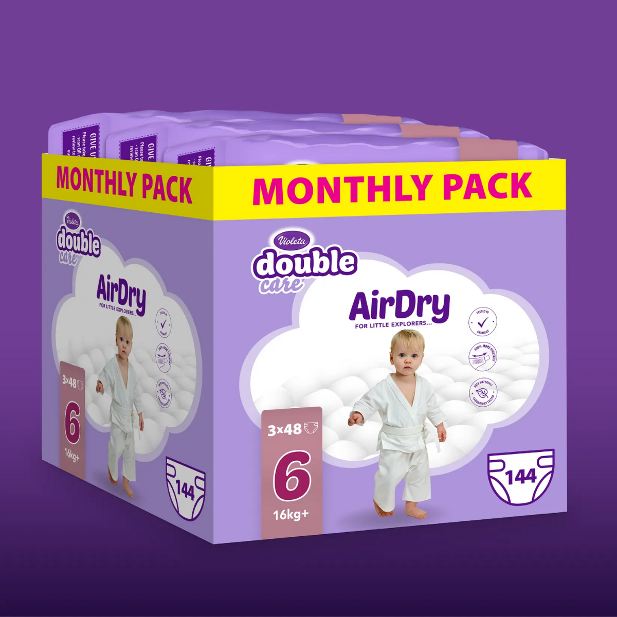 VIOLETA Pelene air dry 6 (+16KG) MONTHLY PACK 3x48 (144 komada ...