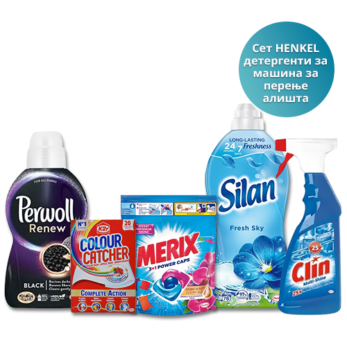 HENKEL Сет детергенти за машина за перење алишта + Clin Multishine ...