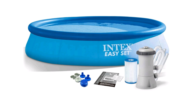 INTEX Базен на надувување со пумпа Easy Set 366x76 cm син | Најголема ...