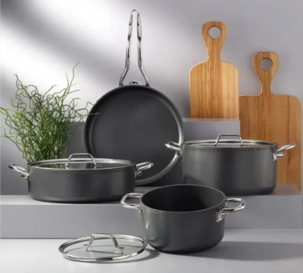 BONERA Set tri šerpe sa poklopcima i tiganj, Tamnosivi | Online prodaja ...